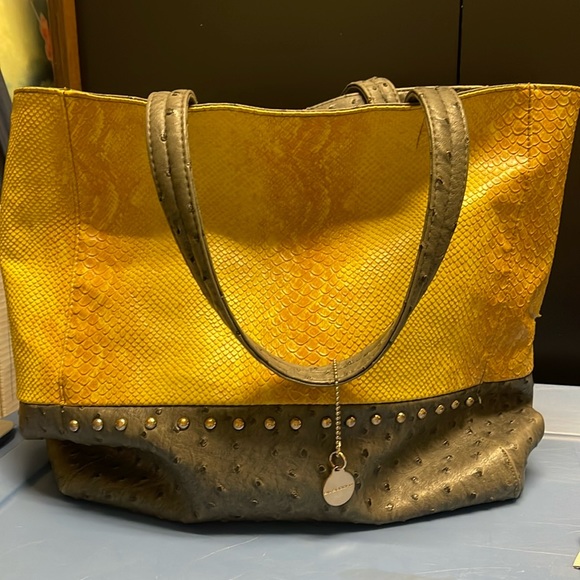 Big Buddha | Bags | Big Buddha Tote With Faux Ostrich Snakeskin With ...